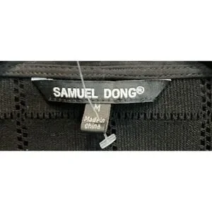Samuel Dong | Tops | Samuel Dong Black Open Knit Ruffle Zip Trim ...